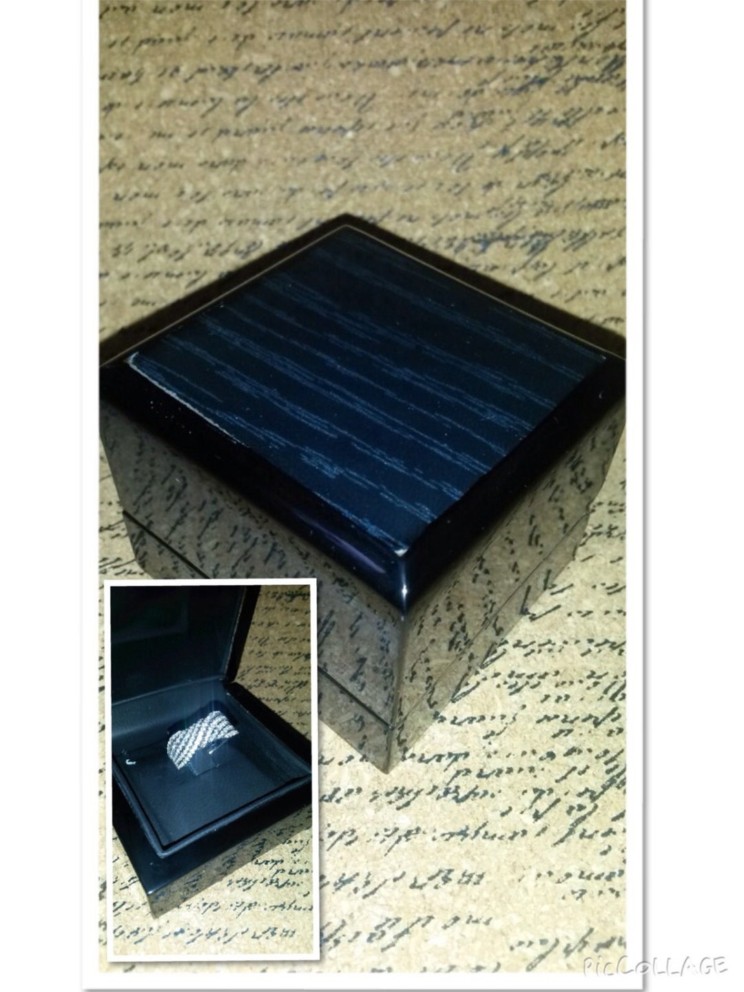 Black Genuine Wood Ring Gift Box Glossy Fancy Engagement Ring Display ...