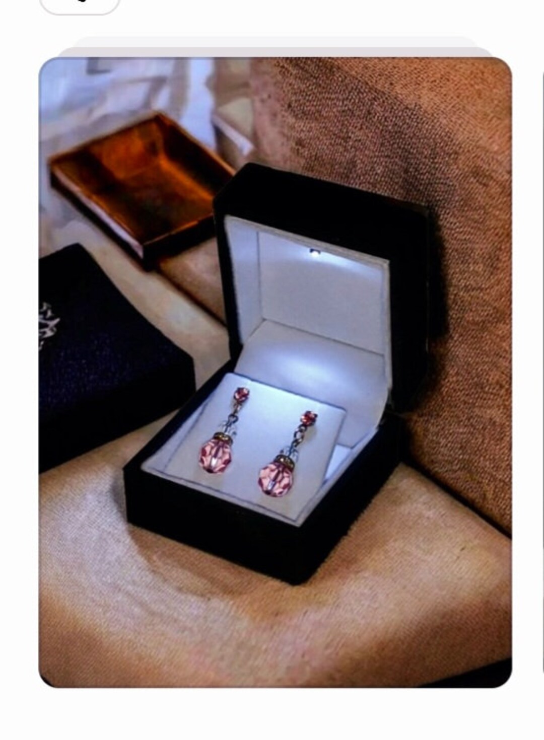 Black Piano Finish LED Lighted Earrings Gift Box Leather Luxurious ...