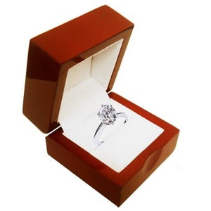 Fancy MAHOGANY / CHERRYWOOD Engagement Ring Box Keepsake Display Case ...