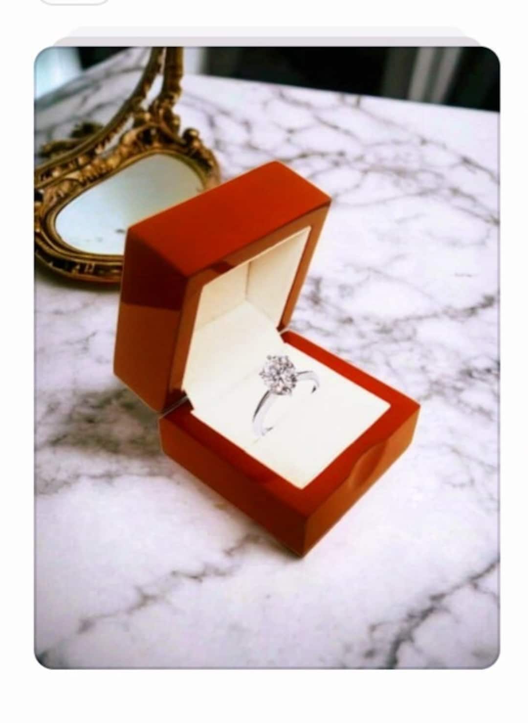 Fancy MAHOGANY / CHERRYWOOD Engagement Ring Box Keepsake Display Case ...