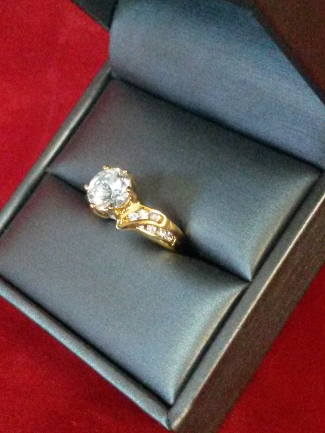 Steel Grey Leather Engagement Ring Gift Box Bridal Wedding - Etsy