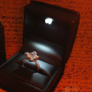 New Fancy Black Italian Leather LED Lighted Engagement Ring Box With ...