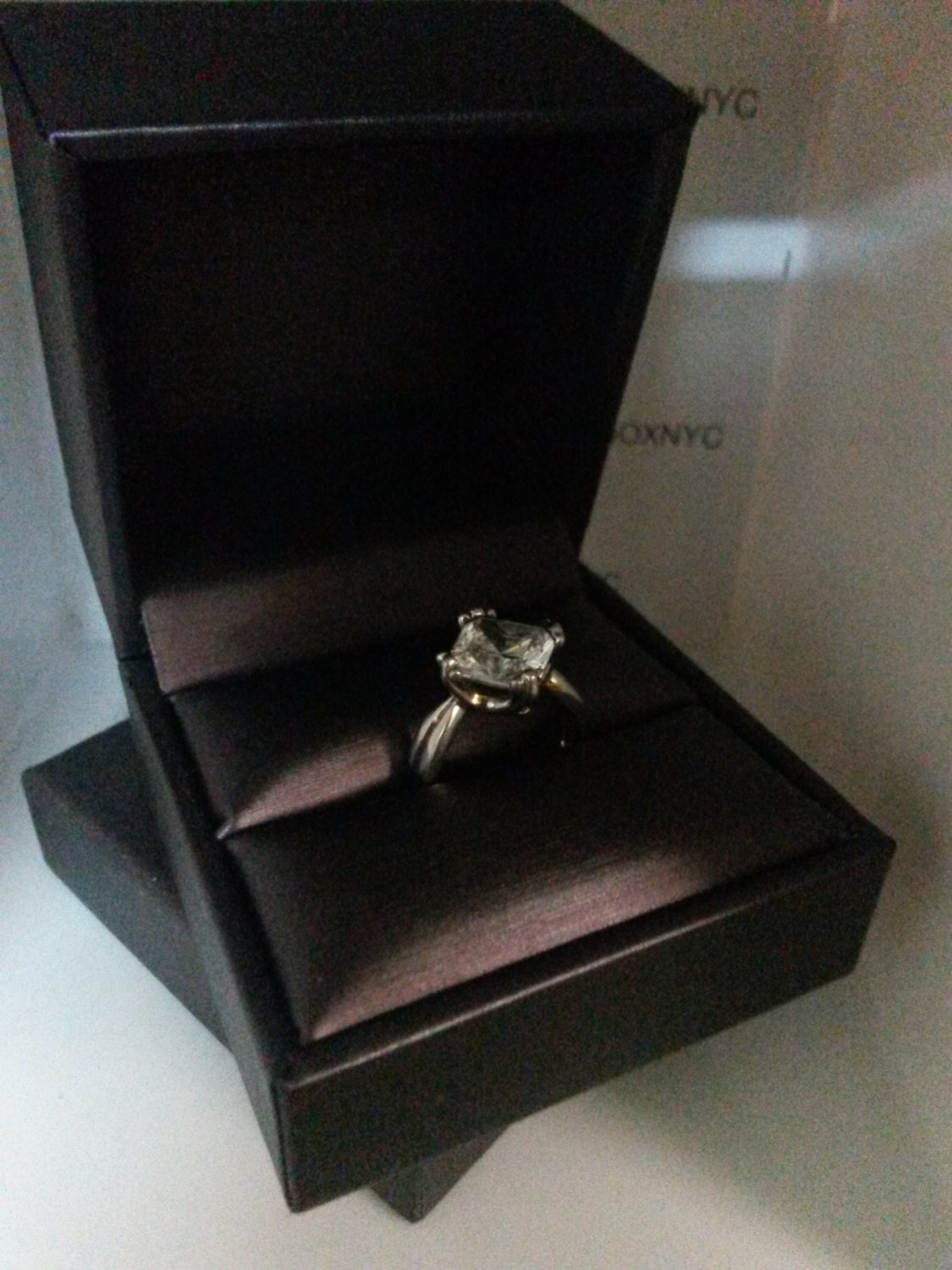 New Fancy Steel Purple Leather Engagement Ring Gift Box Bridal Wedding ...