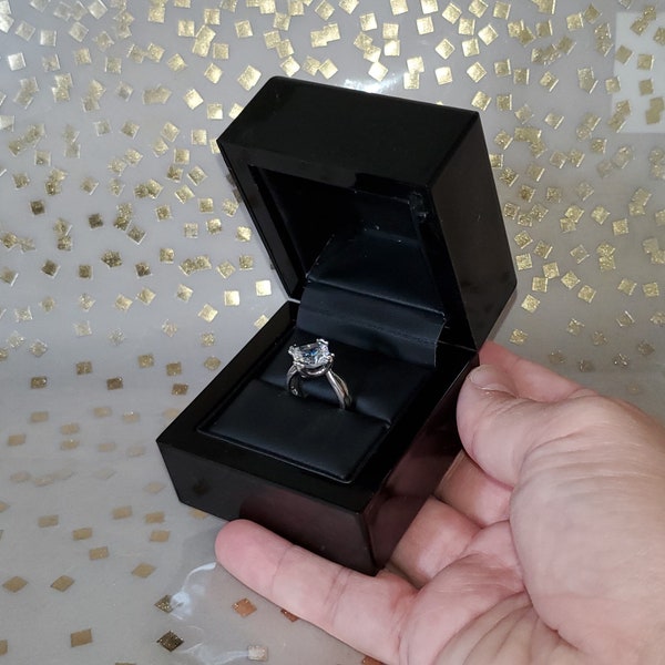 Black Engagement Ring - Etsy