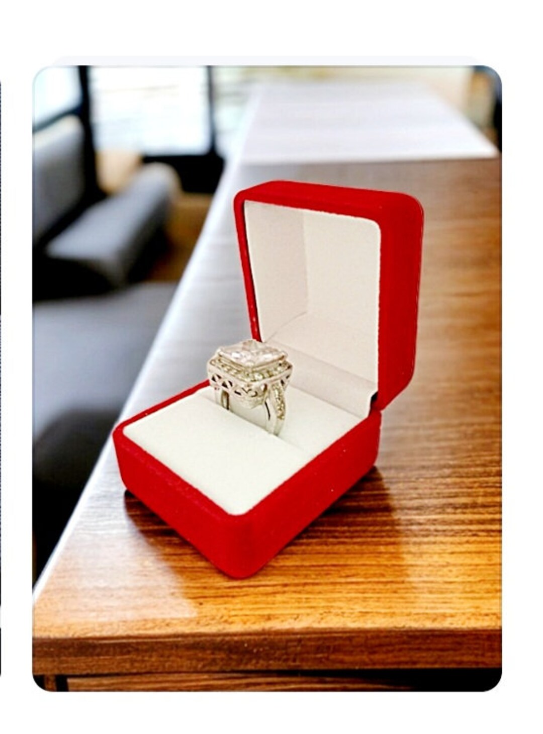New Fancy Royal Red Velvet Engagement / Wedding / Promise Ring Gift Box ...