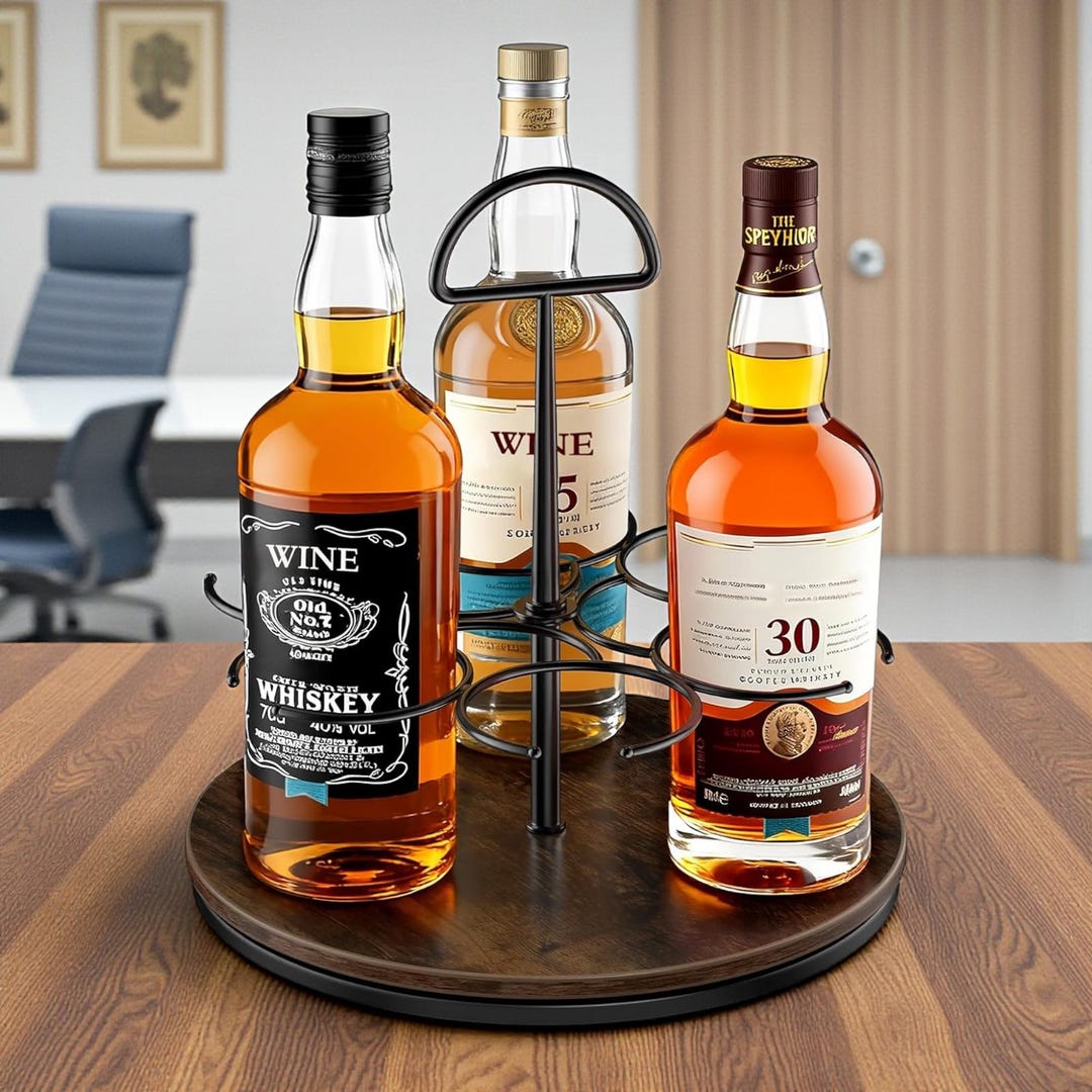 360 Degree Rotating Bottle Rack, 6 Bottle Countertop Wine & Coffee ...
