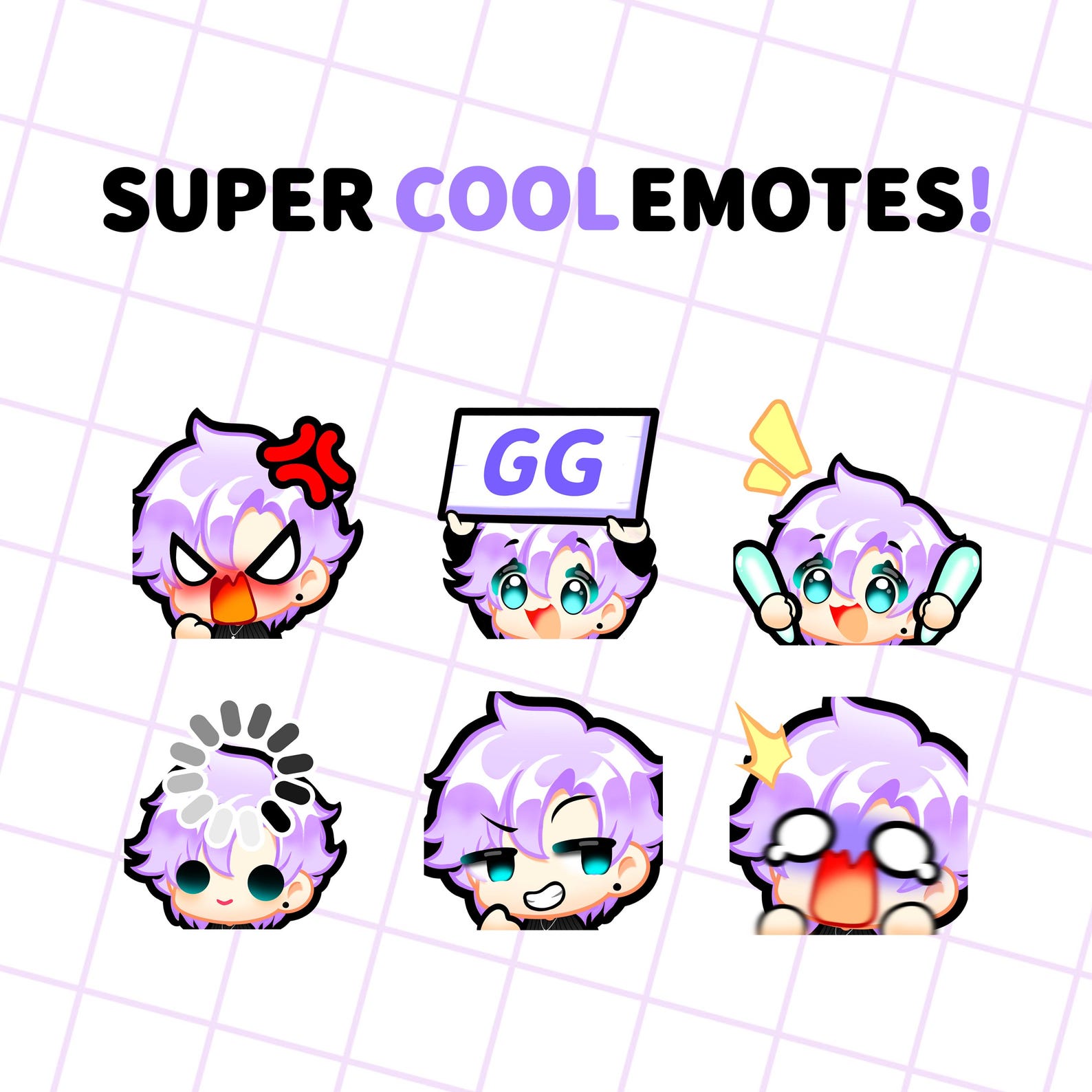 5 Custom Super Amazing Chibi Twitch Emotes | Discord Emoji | Streamer ...