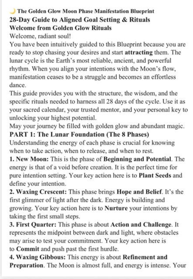 The Golden Glow Moon Phase Manifestation Blueprint - Etsy