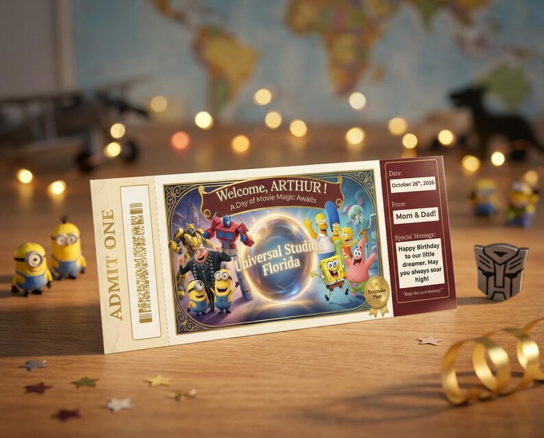 Universal Studios FL Ticket Surprise | Editable Canva Orlando Boarding ...