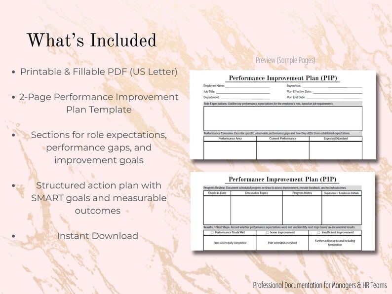 Performance Improvement Plan Template (PIP) | Employee Performance ...