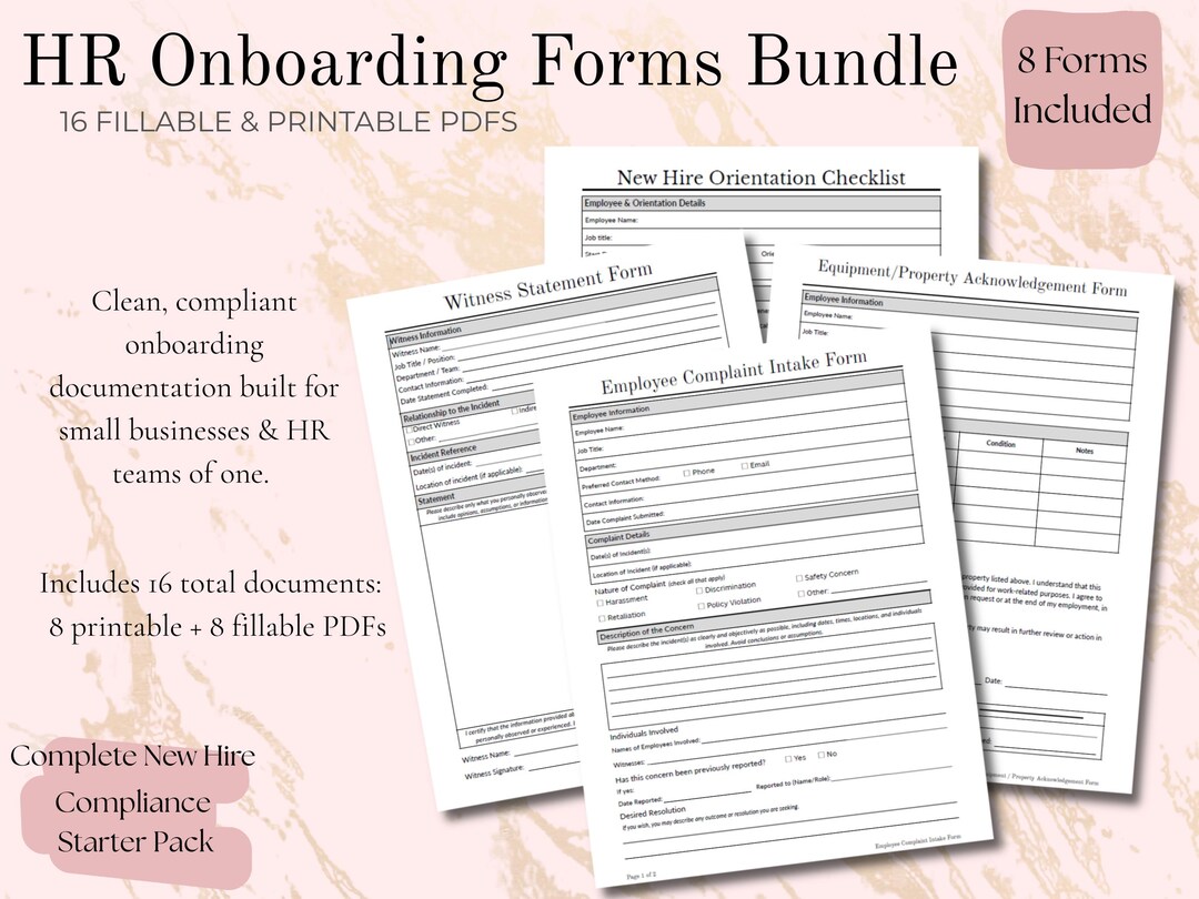 HR Onboarding Forms Bundle | Complete New Hire Compliance Starter Pack ...