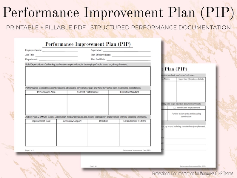 Performance Improvement Plan Template (PIP) | Employee Performance ...