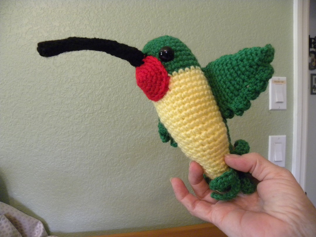 Crochet Stuffed Hummingbird Handmade Colorful Yellow Breasted Long Beak ...