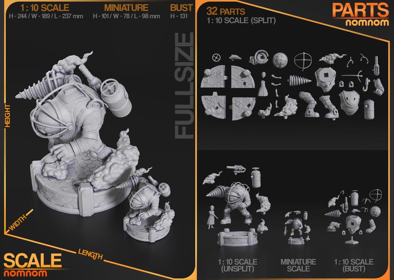 Big Daddy bioshock 3D Printed Statue Kit - Etsy