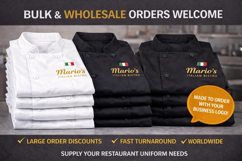 Personalised Chef Jacket With Logo – Custom Restaurant Uniform - Etsy