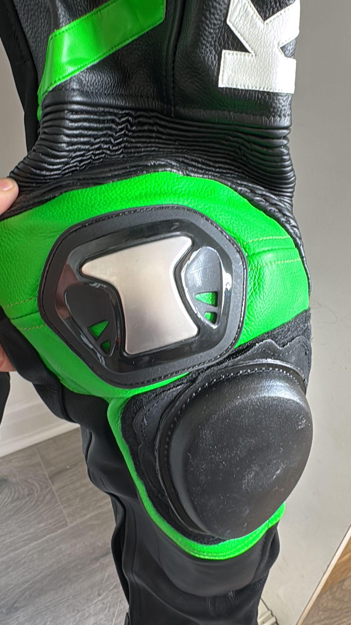 Professional Motorcycle Racing Leather Suit – Black Green Track Riding ...