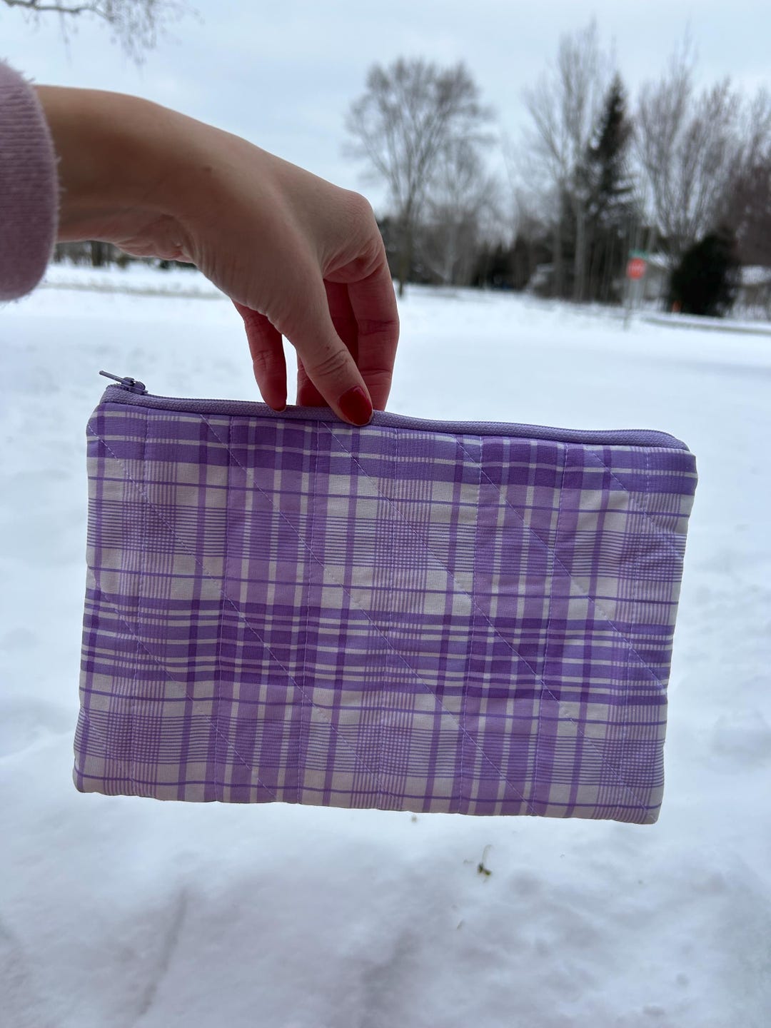 Quilted Lavender Zipper Pouch, Floral Coquette Bag - Etsy