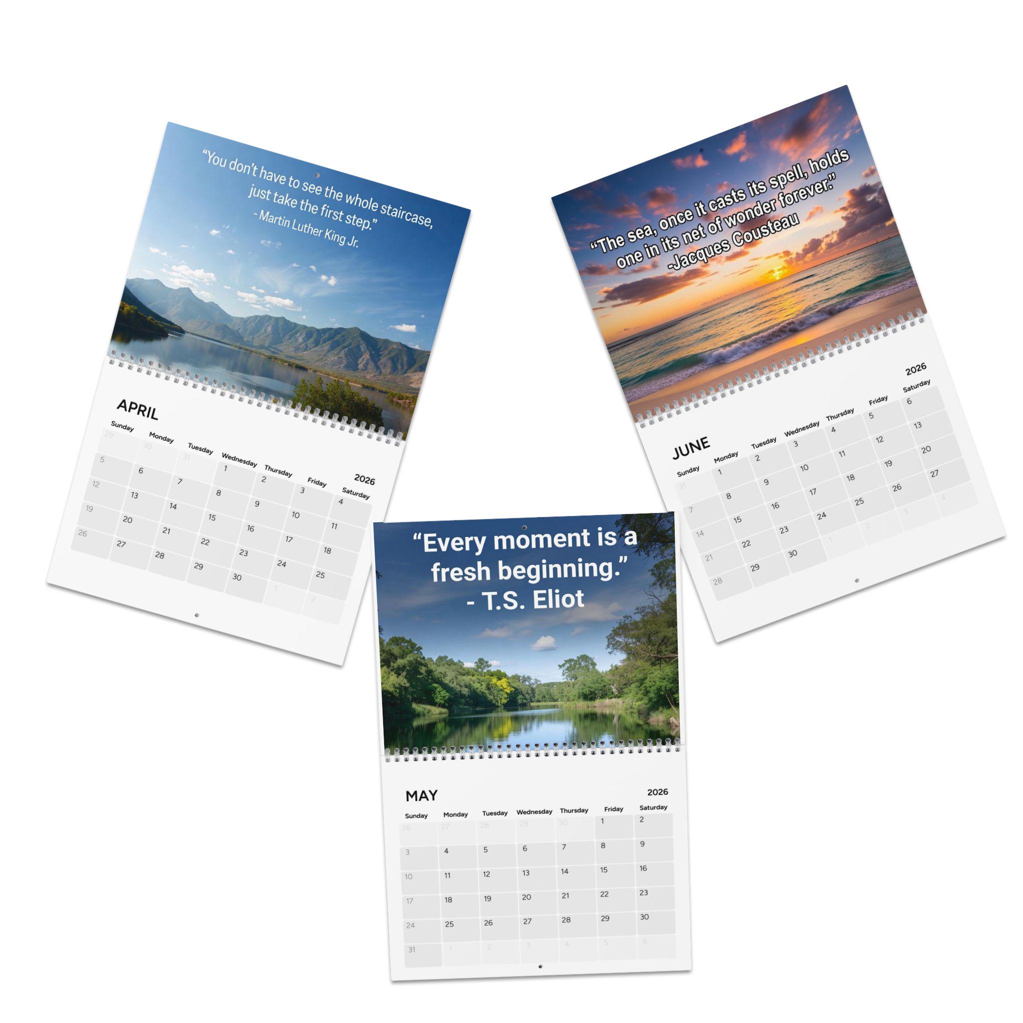2026 Nature Wall Calendar With Motivational Quotes | Inspirational ...