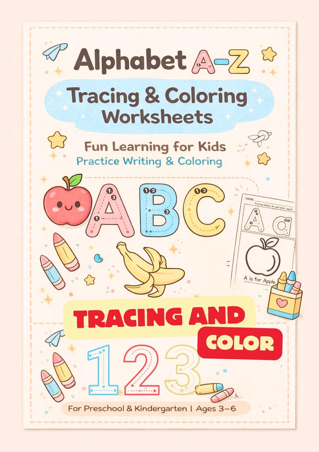 Fruit Alphabet ABC and Coloring and Number 1-10 Tracing Worksheets ...