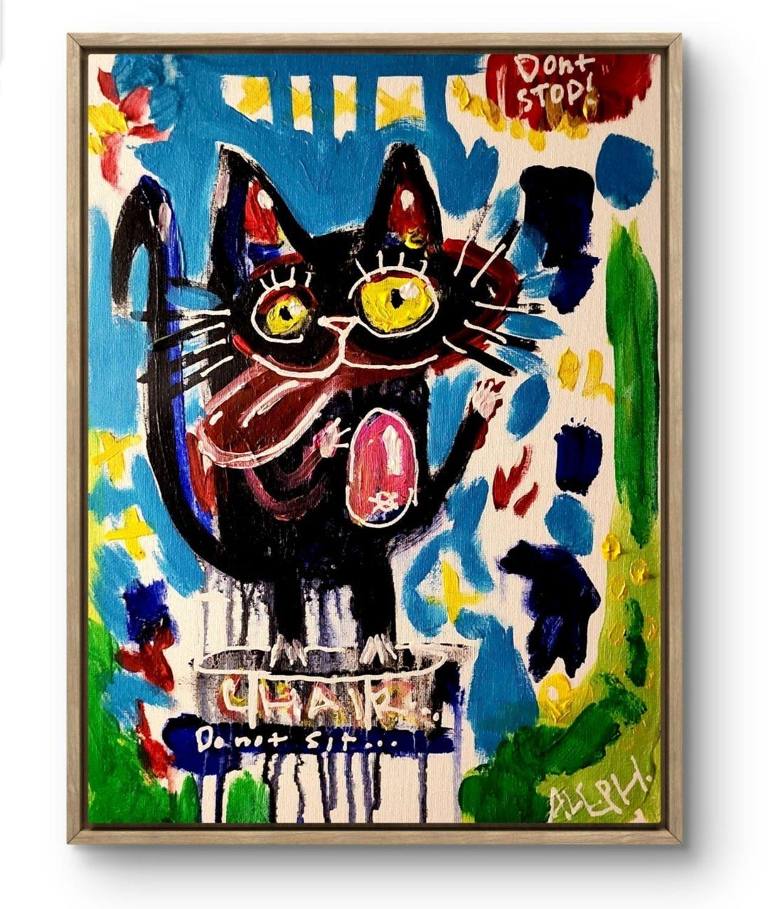 Original Art Cat on Chair 14x11 Neo Expressionism Artwork on Canvas - Etsy