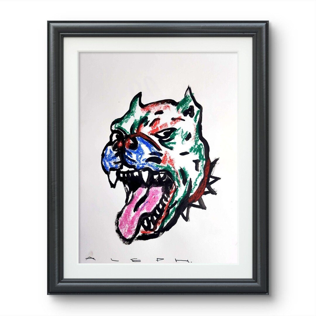 Aleph Original Art Pitbull 2 14x11 Neo Expressionism Artwork on Gallery ...