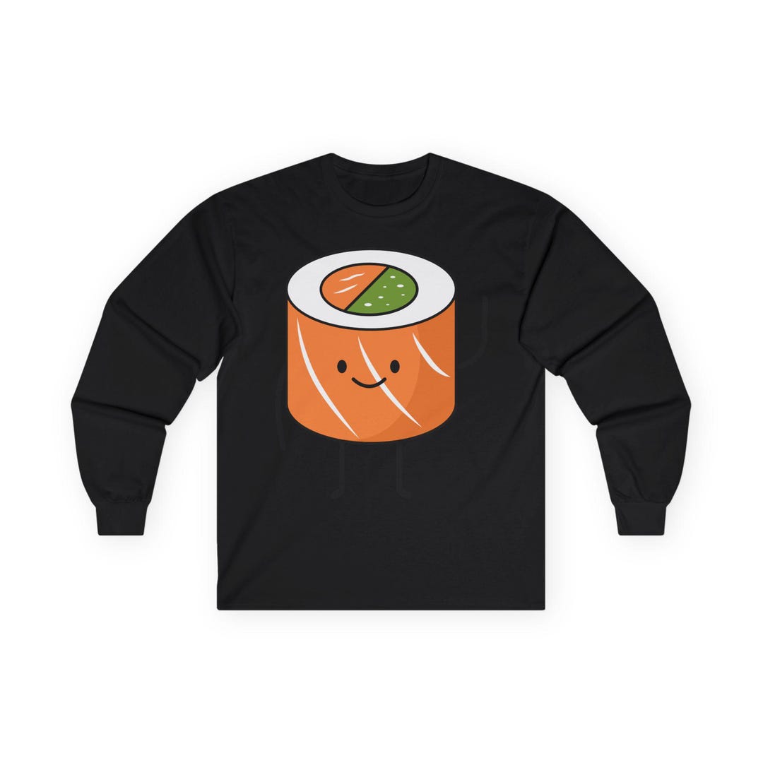 Cute Smiling Salmon Sushi Roll Long Sleeve Tee | Kawaii Food ...