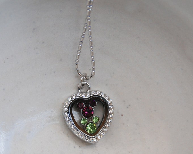 Glass Locket Necklace With Disney's Mickey Mouse Ears in 2 - Etsy