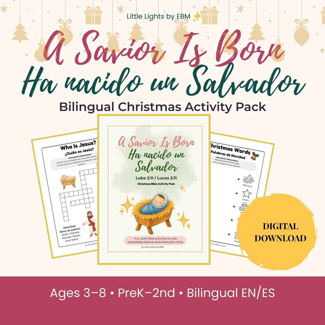 Luke 2:11 Christmas Activity Pack | Bilingual English Spanish Nativity ...