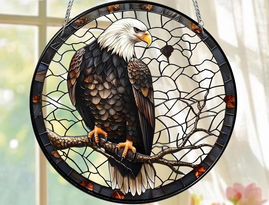 Bald Eagle Stained Glass Suncatcher: Wildlife Window Decor - Etsy