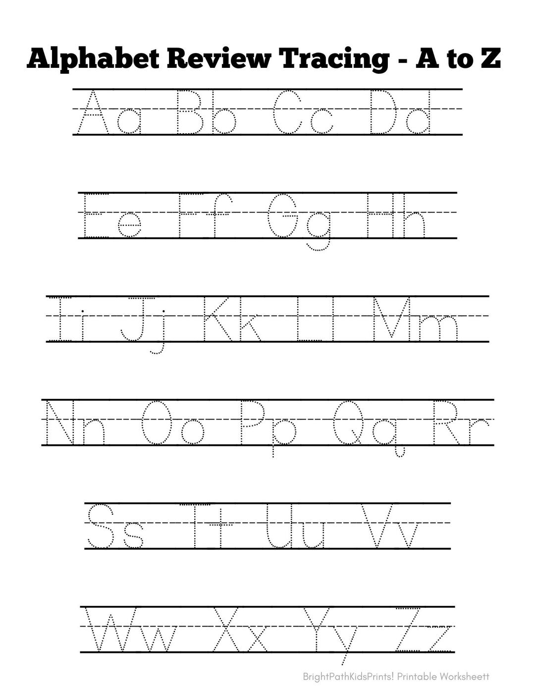 Alphabet Review A–Z | Uppercase & Lowercase Letter Practice | Printable ...