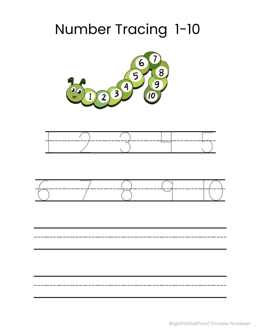 Number Tracing Worksheet 1–10 | Trace & Write | Preschool Kindergarten ...