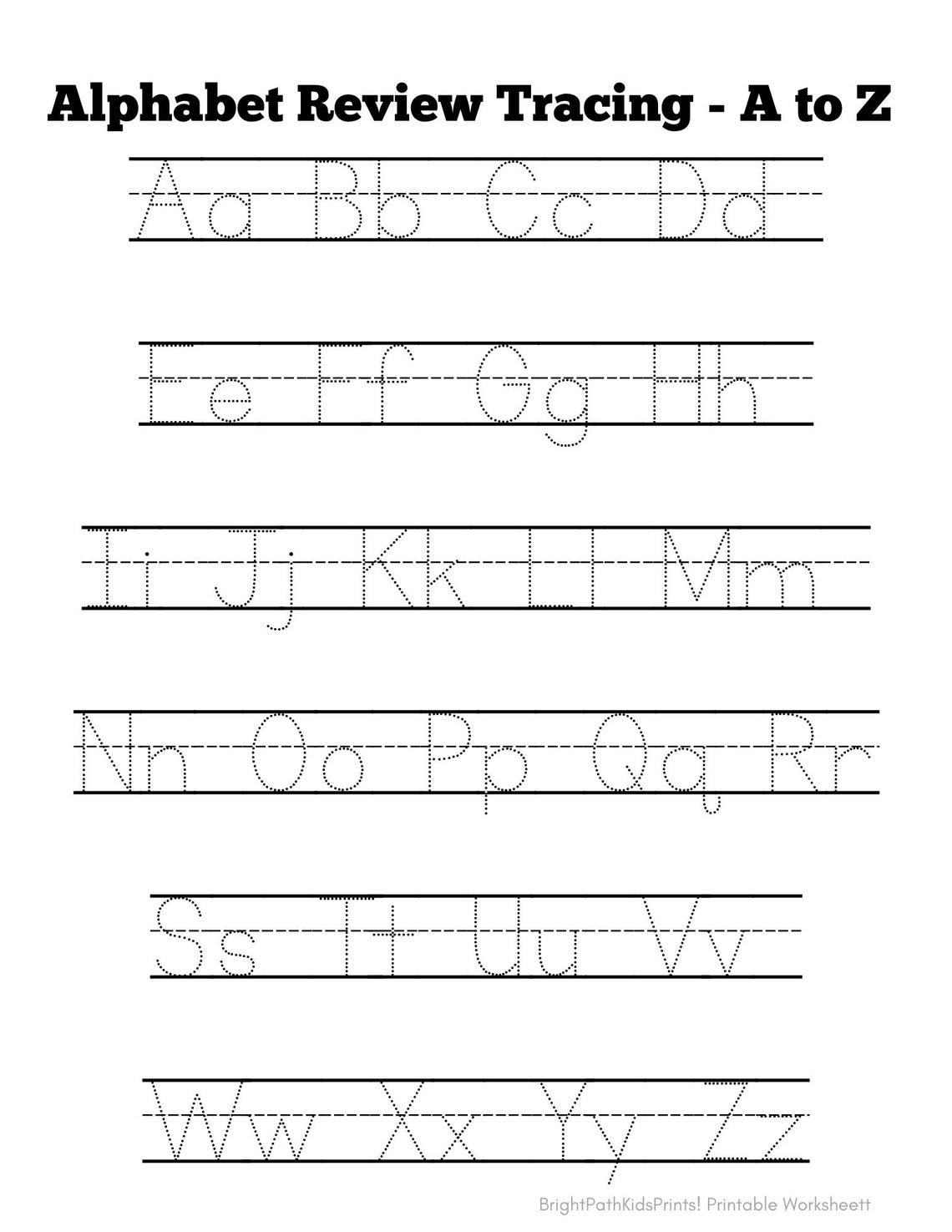 Alphabet Review A–Z | Uppercase & Lowercase Letter Practice | Printable ...