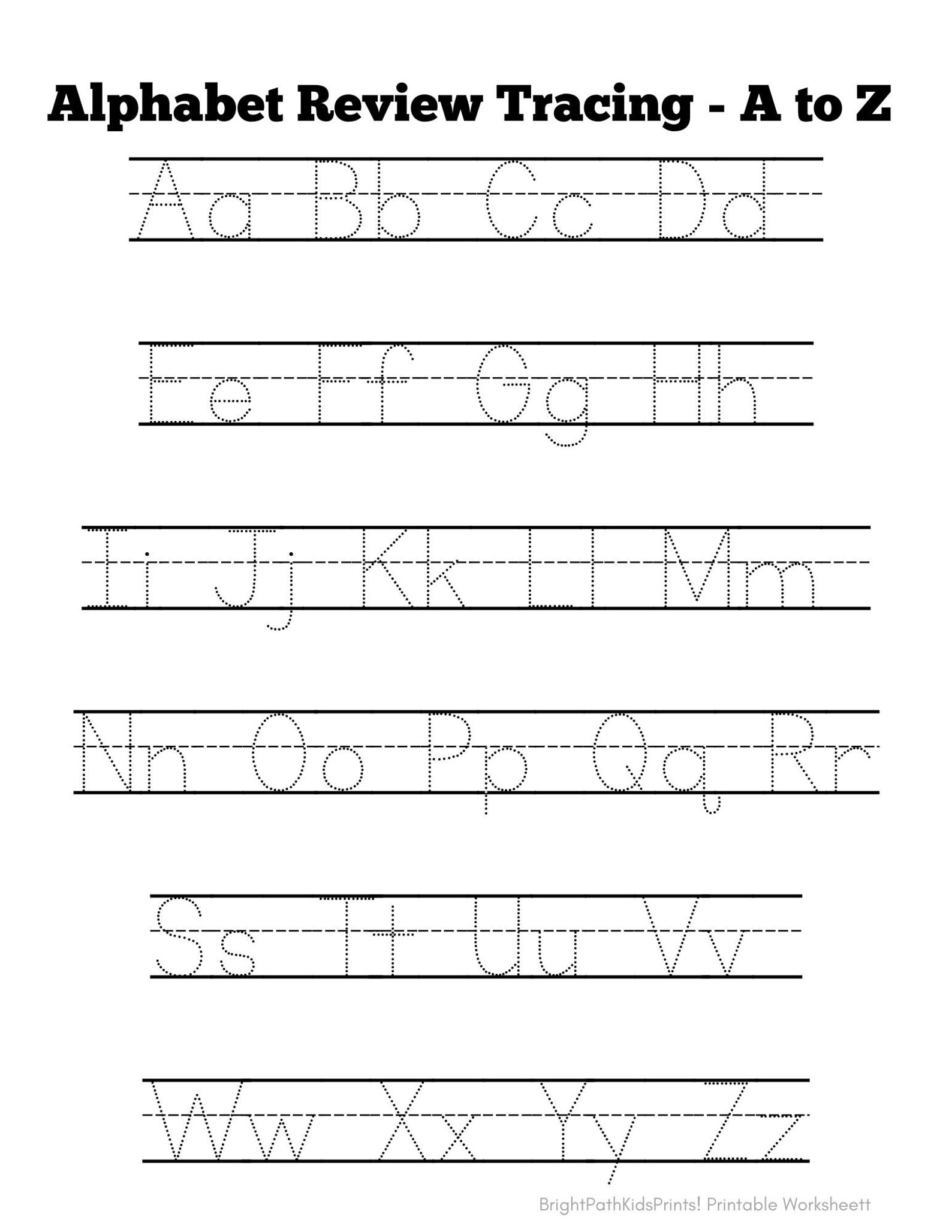 Alphabet Review A–Z | Uppercase & Lowercase Letter Practice | Printable ...