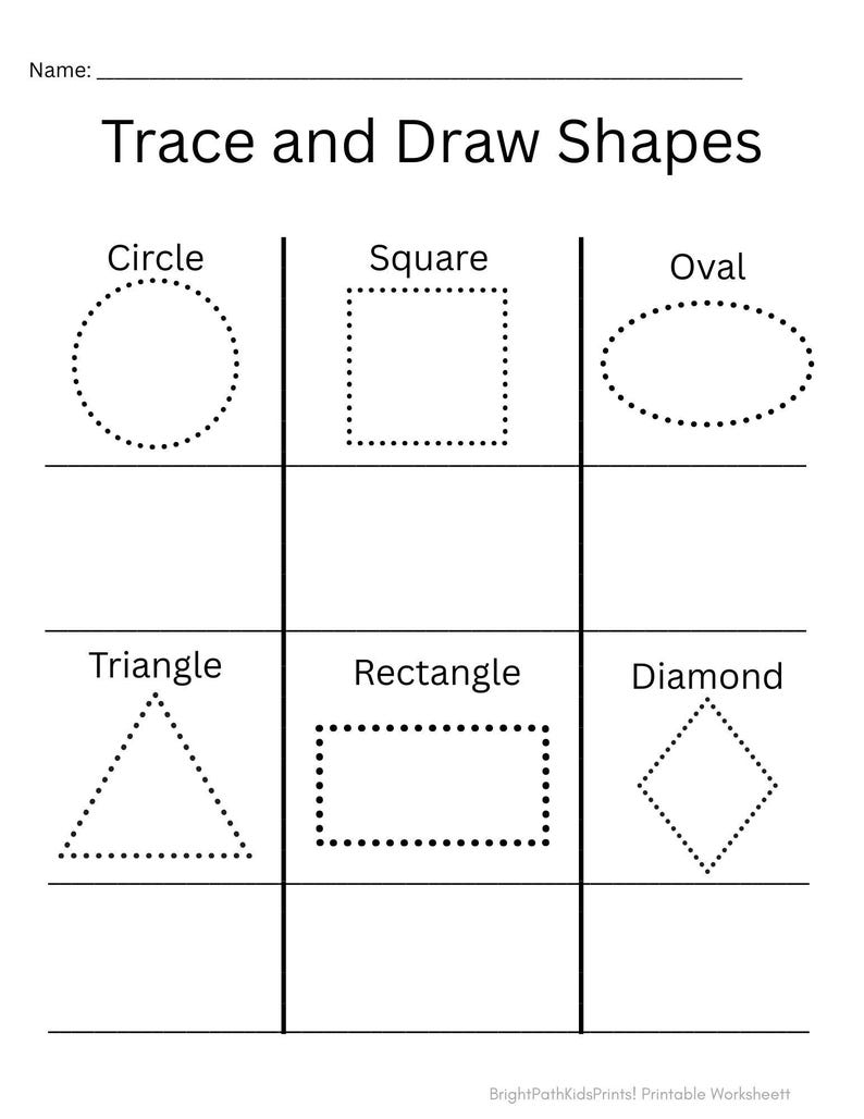 Trace and Draw Shapes | Preschool Shapes Tracing Worksheet | Printable ...