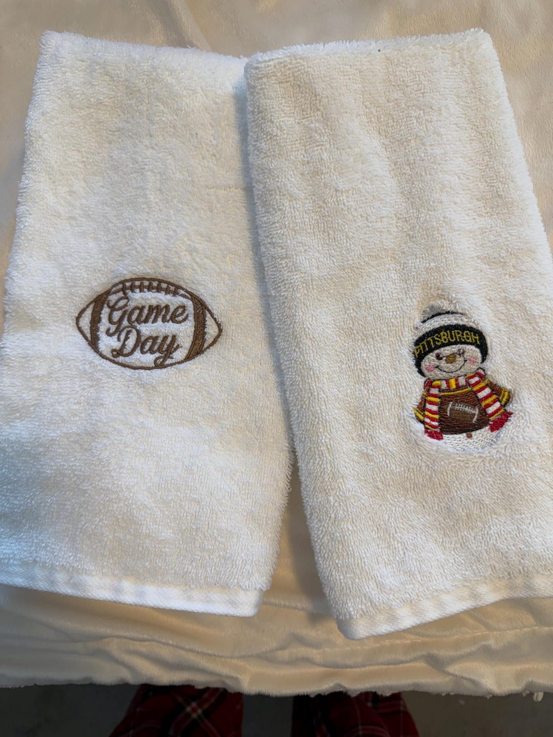 Steelers Winter Football Embroidered Bath Hand or Kitchen Towels Set of ...