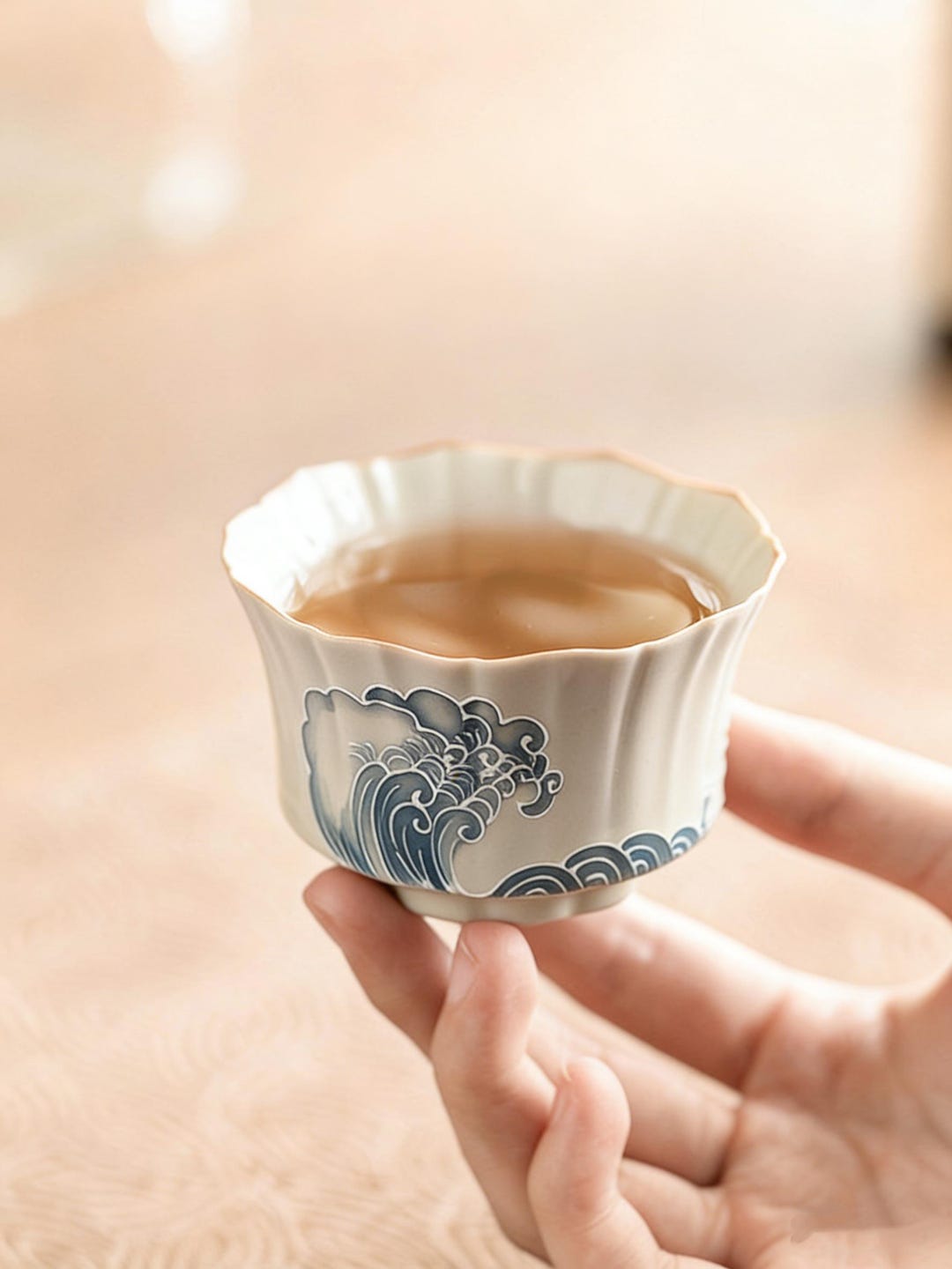 Wave & Bloom: Hand-sculpted Sea Foam Teacup｜a Ceramic Sanctuary for ...