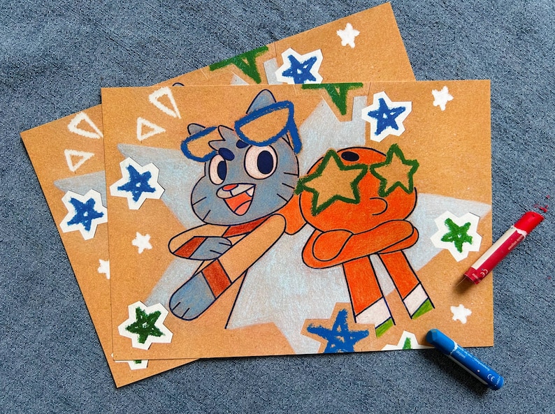 The Amazing World of Gumball Oil Pastel Print (READ DESC) - Etsy