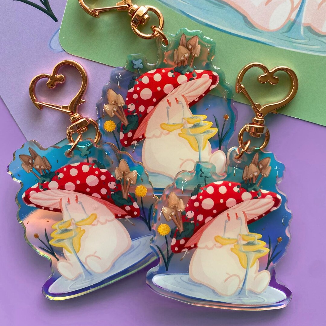 Crying Mushroom Holographic Keychain, Art Print and Sticker - Etsy