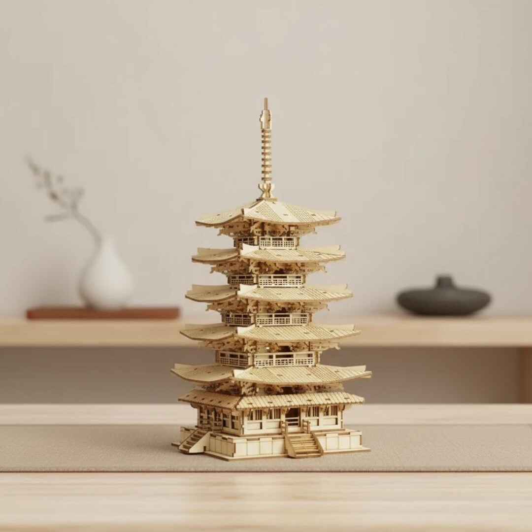 3D Wooden Pagoda Puzzle – Five-story Architecture Model Kit - Etsy