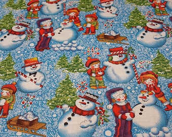 Snowman fabric | Etsy