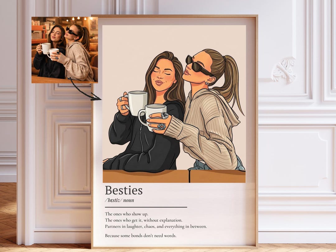 Custom Friends Portrait From Photo, Faceless Group Illustration ...