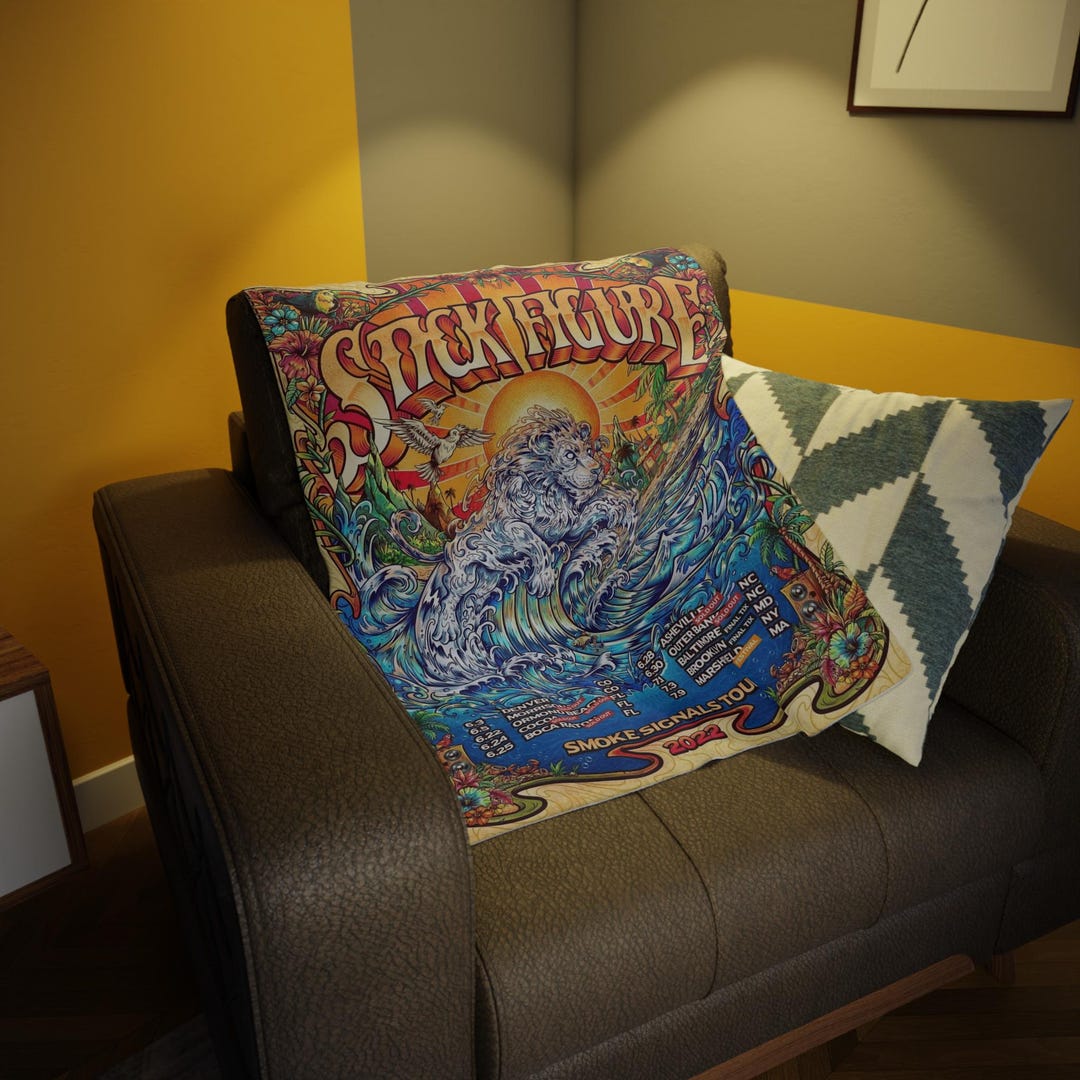 Stick Figure Smoke Signals Blanket, Soft & Stylish Reggae Surf Throw ...