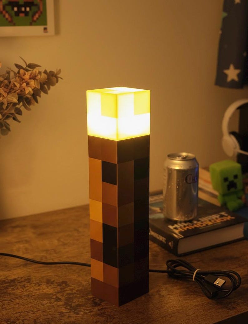 Game Inspired Torch LED Lamp for Gamer Room Desk Night Light - Etsy