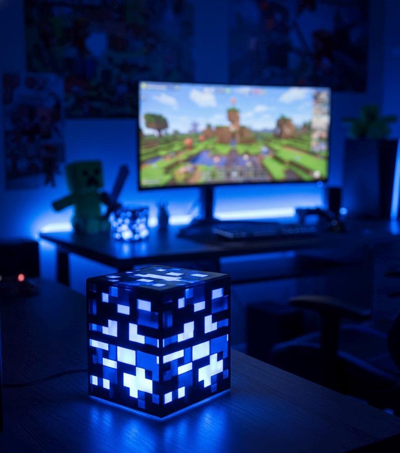 Minecraft Inspired Ore Lamp | Personalized LED Block Light | Gamer Desk ...