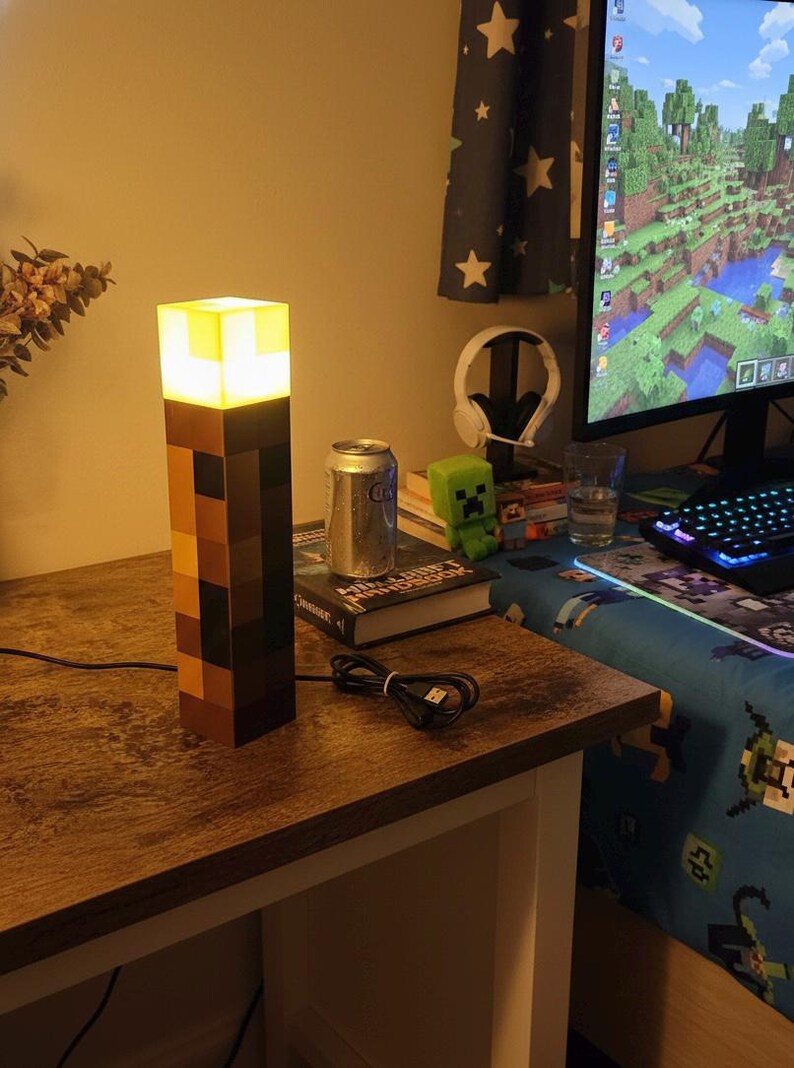 Game Inspired Torch LED Lamp for Gamer Room Desk Night Light - Etsy