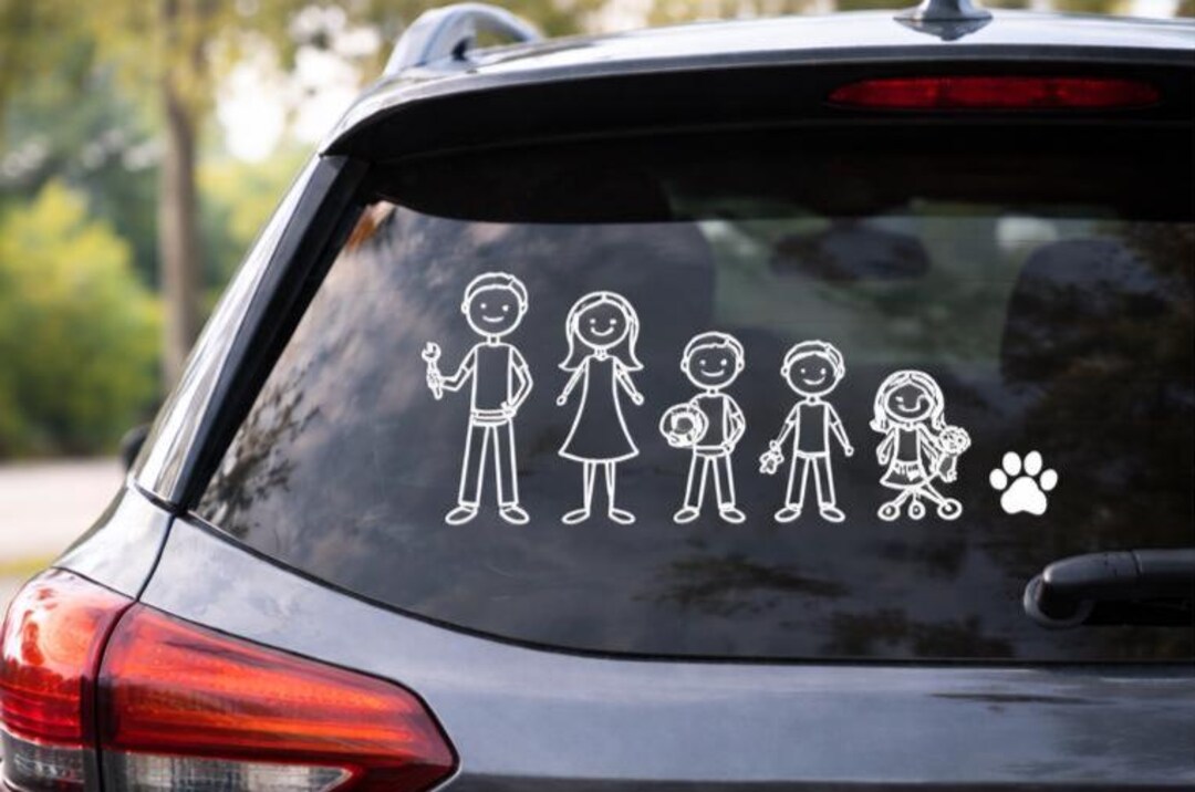 Custom Family Stick Figure Decals | Personalized Car Window Vinyl - Etsy