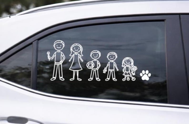 Custom Family Stick Figure Decals | Personalized Car Window Vinyl - Etsy