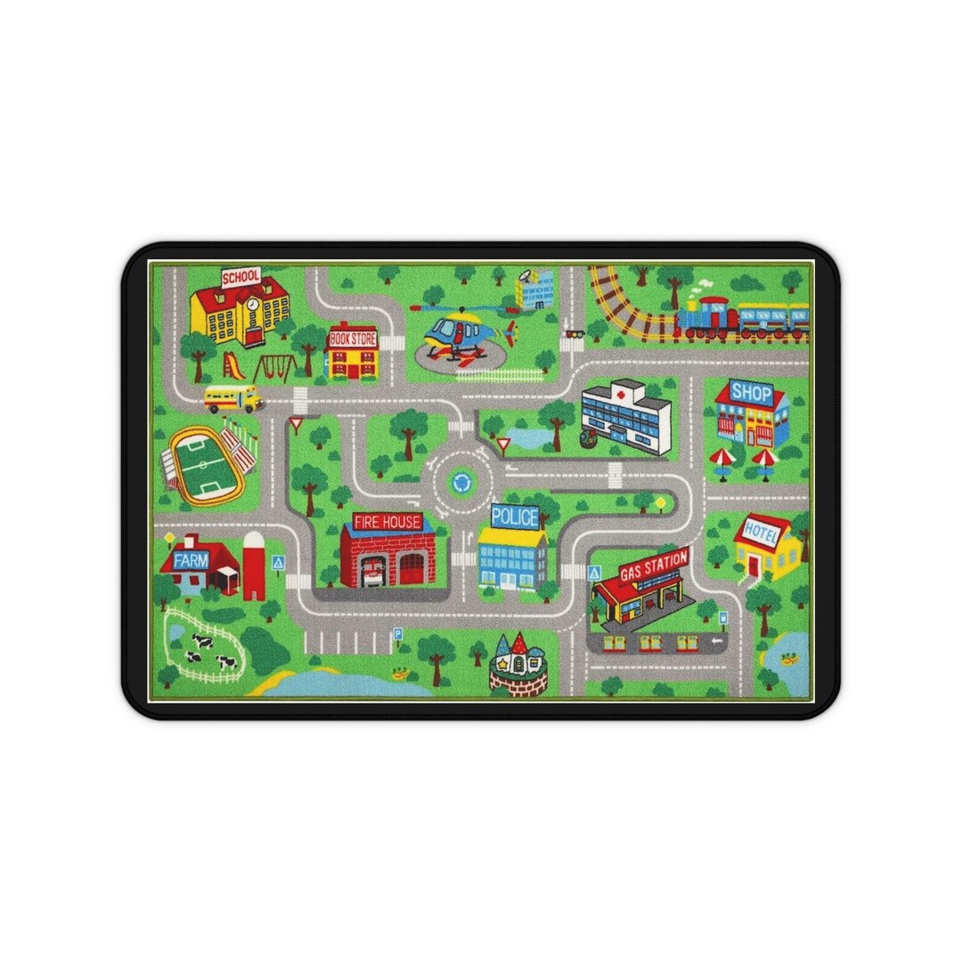 Kids Play City Map Desk Mat | Road Map Playmat for Desks - Etsy