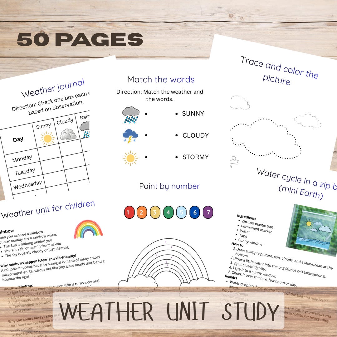 Weather & Clouds Unit Study for Kids | 50-page Printables + Experiments ...