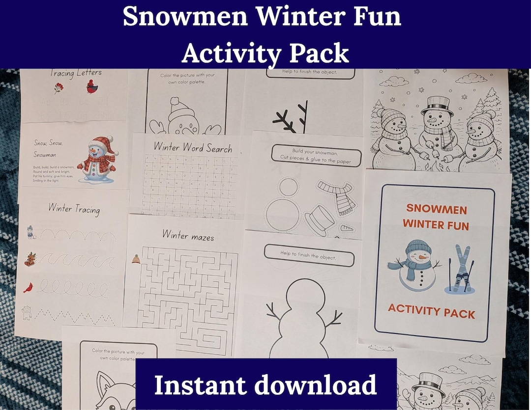 Snowmen Winter Fun Activity Pack | Worksheets for Kids | Preschool to ...